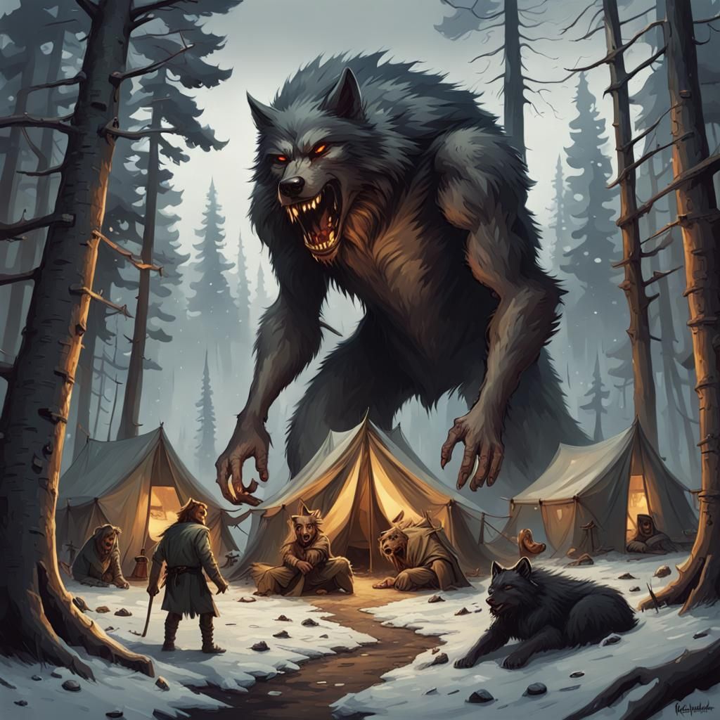 The Werewolf Camp in the Forest - AI Generated Artwork - NightCafe Creator
