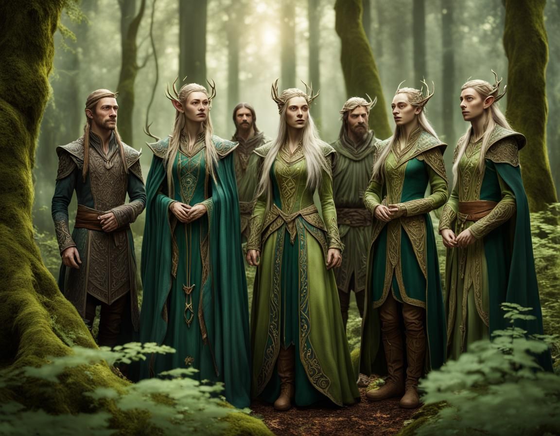 Elven Figures in Enchanting Woodlands - AI Generated Artwork ...