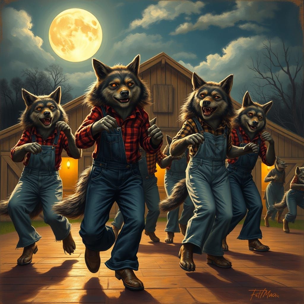 werewolves dancing the cotton-eyed joe