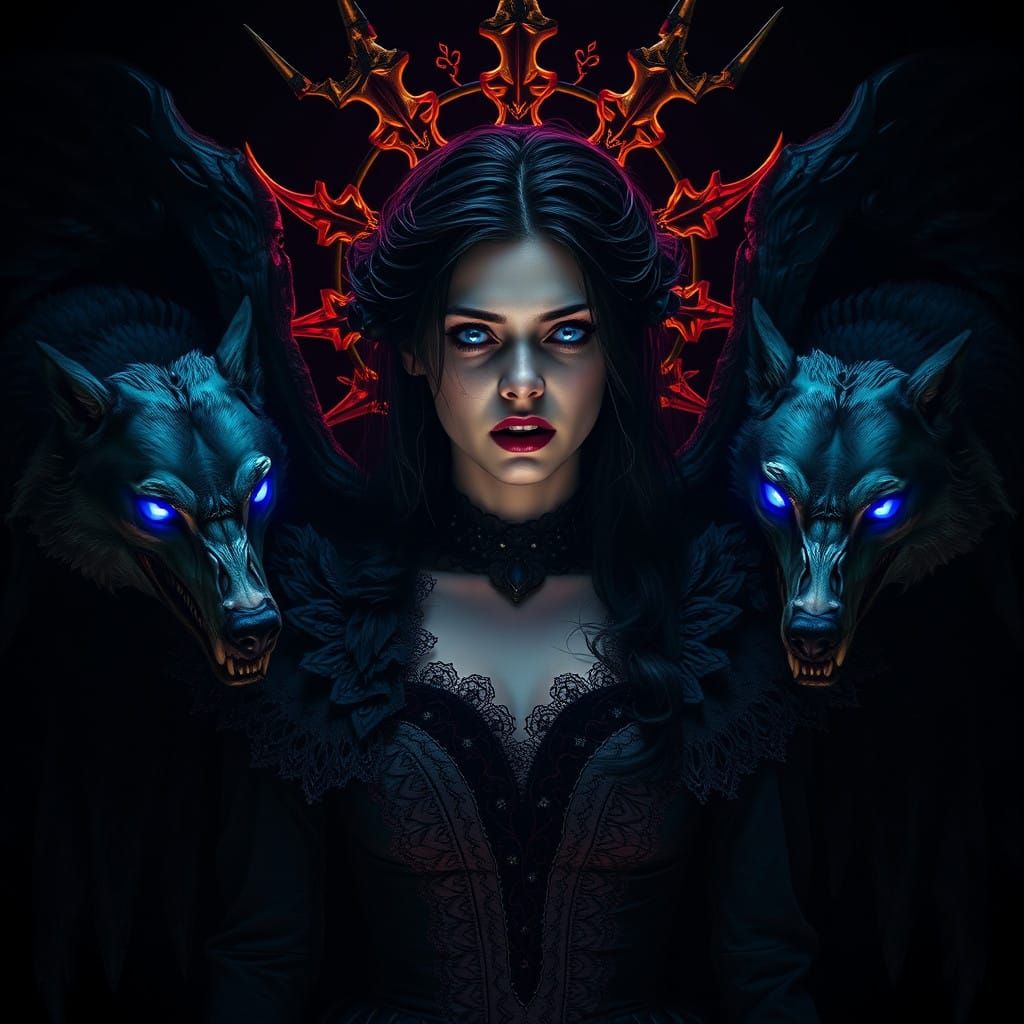 Gothic Angel of Despair in Victorian Attire - AI Art