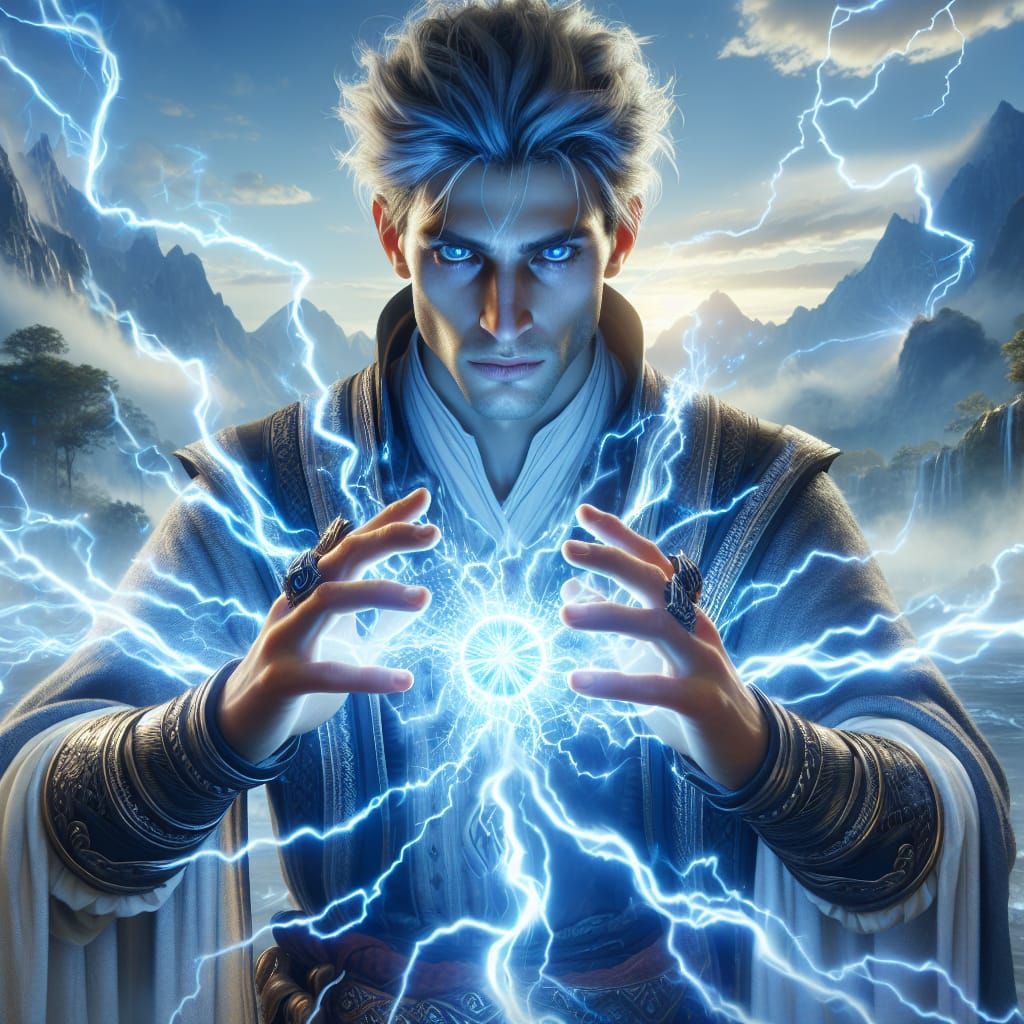 Blue Lighting bender avatar - AI Generated Artwork - NightCafe Creator