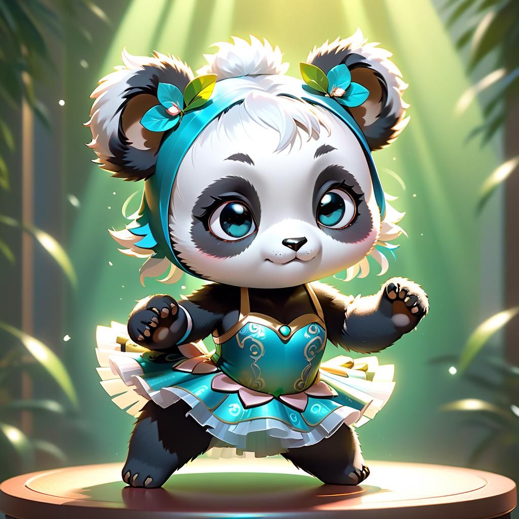 Cute Chibi Baby Panda Ballerina - AI Generated Artwork - NightCafe Creator