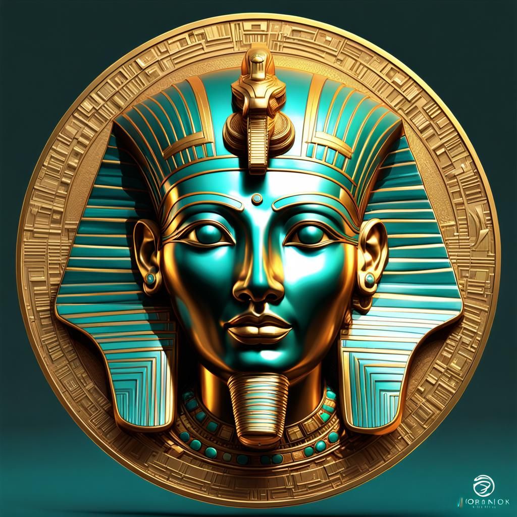 Tut ankhamun's head inside a gold coin. - AI Generated Artwork ...