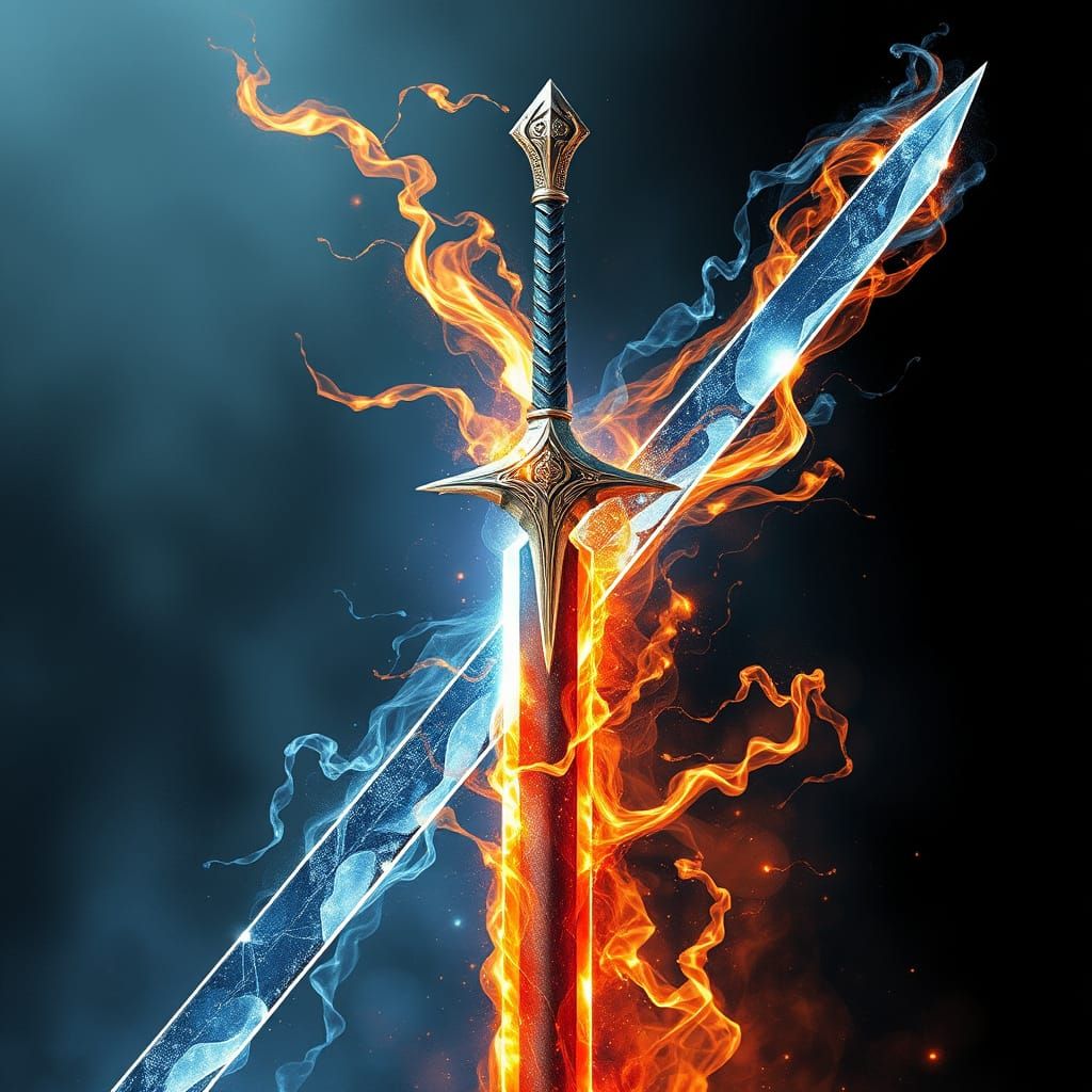 Ethereal Sword, FirePain, Combines Fire and Ice in... - AI Art