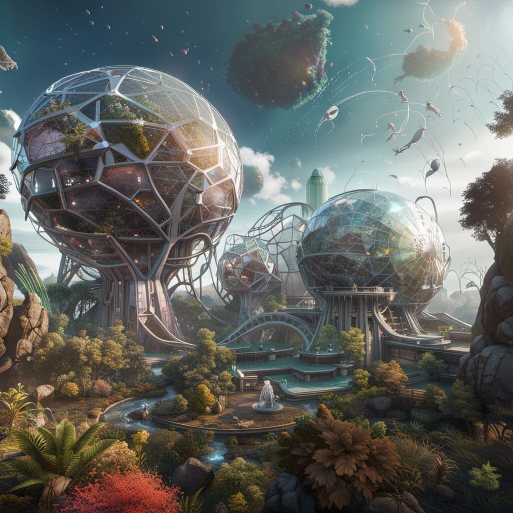 Biosphere 3 open system AI enhanced humanity - AI Generated Artwork ...