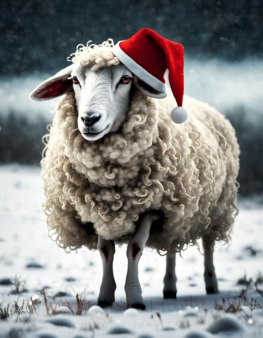 Santa sheep (8) - AI Generated Artwork - NightCafe Creator
