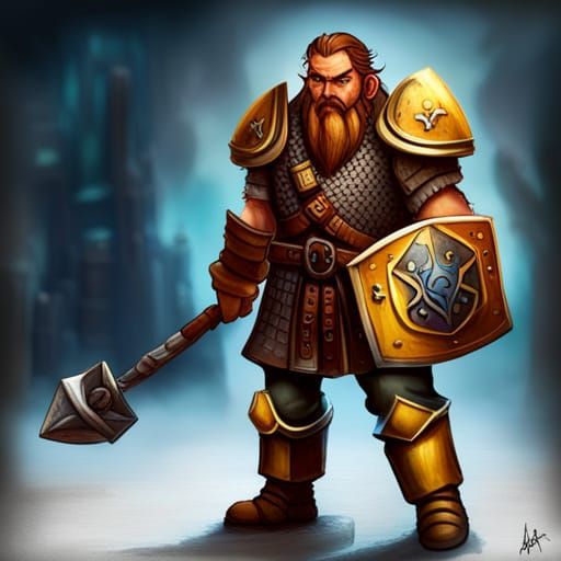 Grom Thunderforge (Dwarven Fighter): A stout and stocky dwarf with a ...