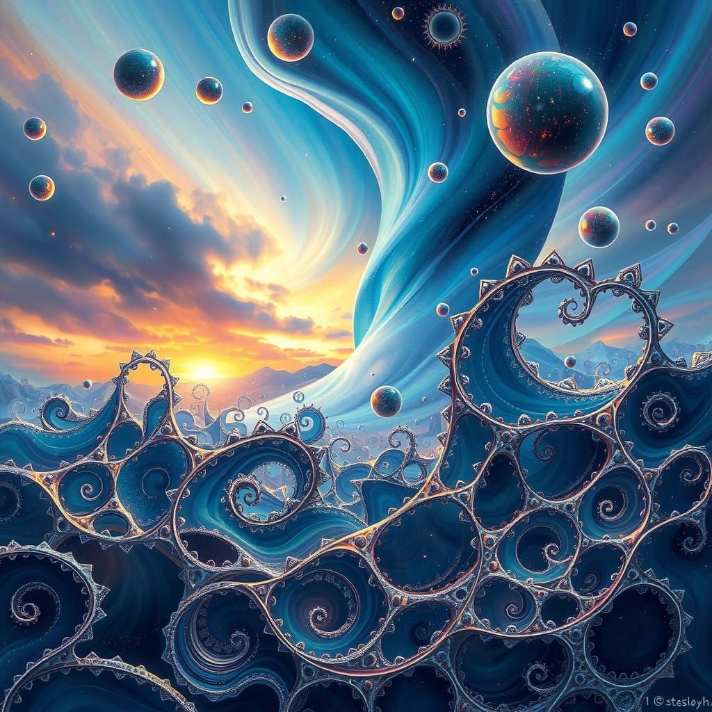 Ethereal Surrealist Landscape in Vibrant Oil Paint... - AI Art