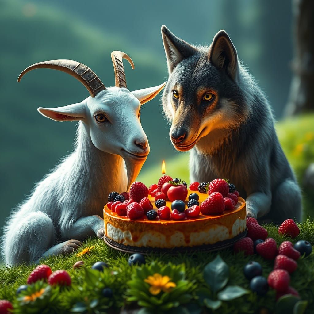 Fantasy Friends Enjoy Cheesecake Together in Encha... - AI Art