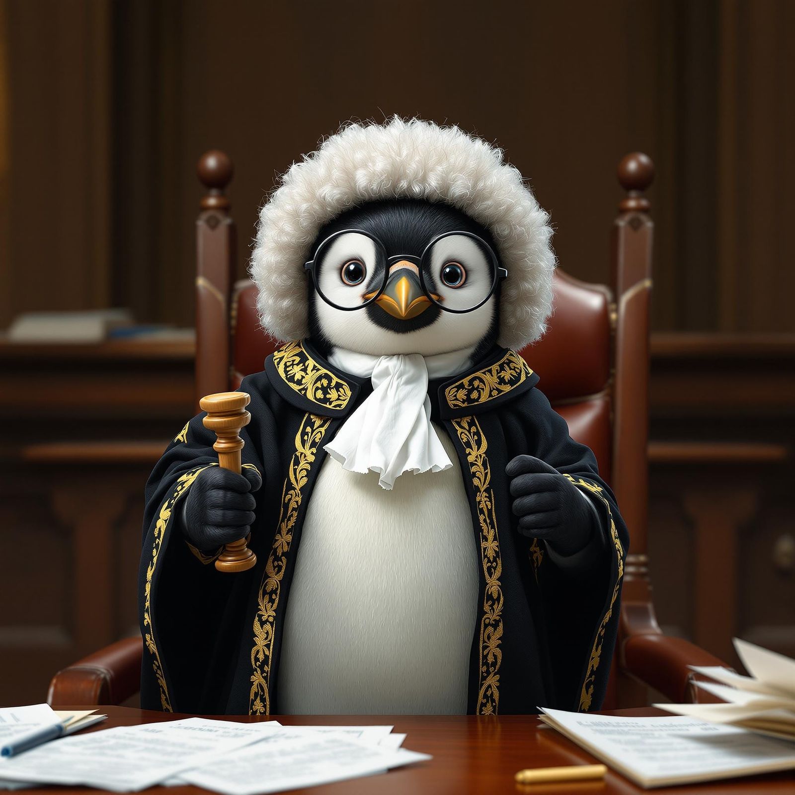 Order in This Courtroom - Cute Penguin Judge in Traditional ...