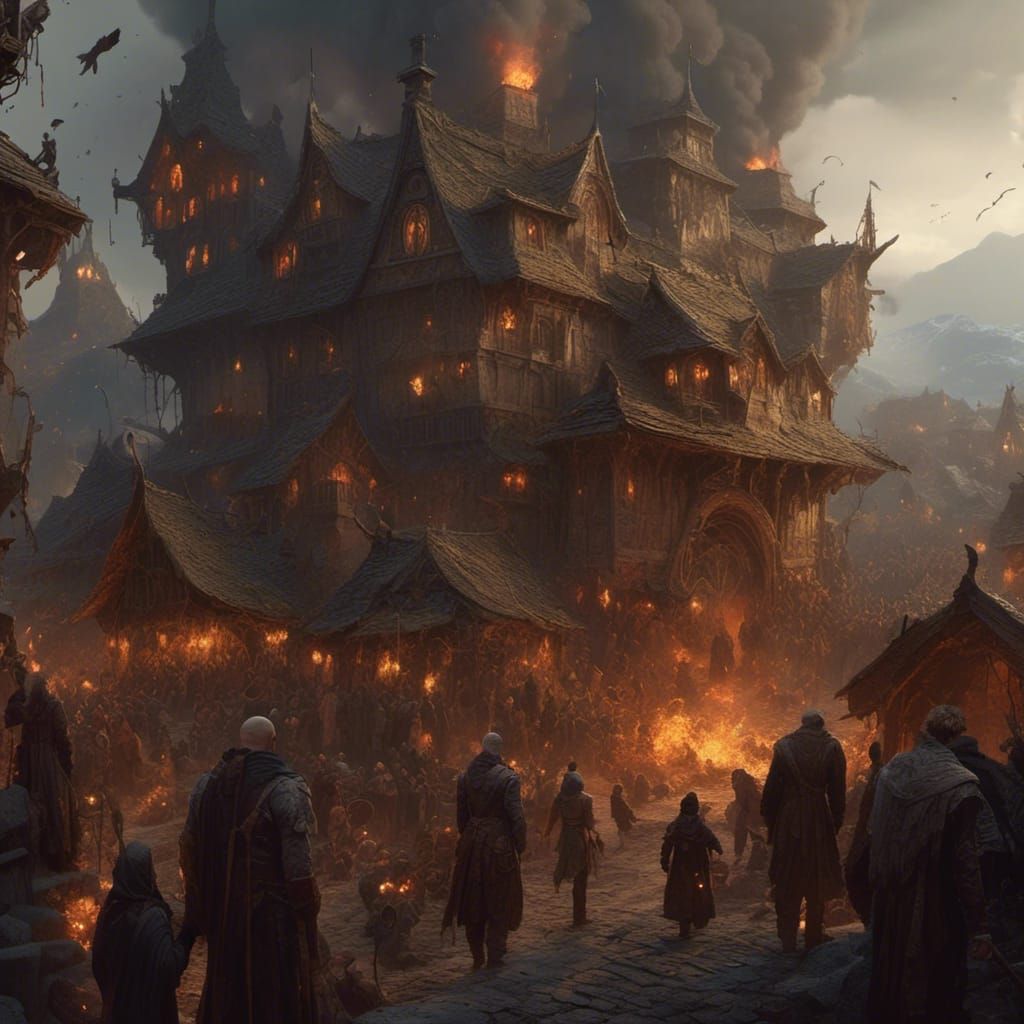 Close up of Townspeople, pinching their noses, their faces showing ...