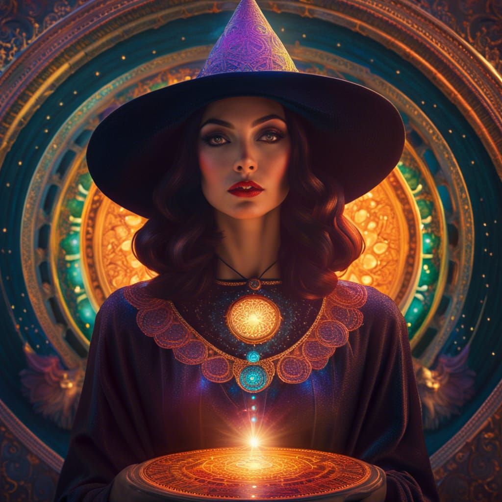 portrait of a witch casting mandala magic. - AI Generated Artwork ...