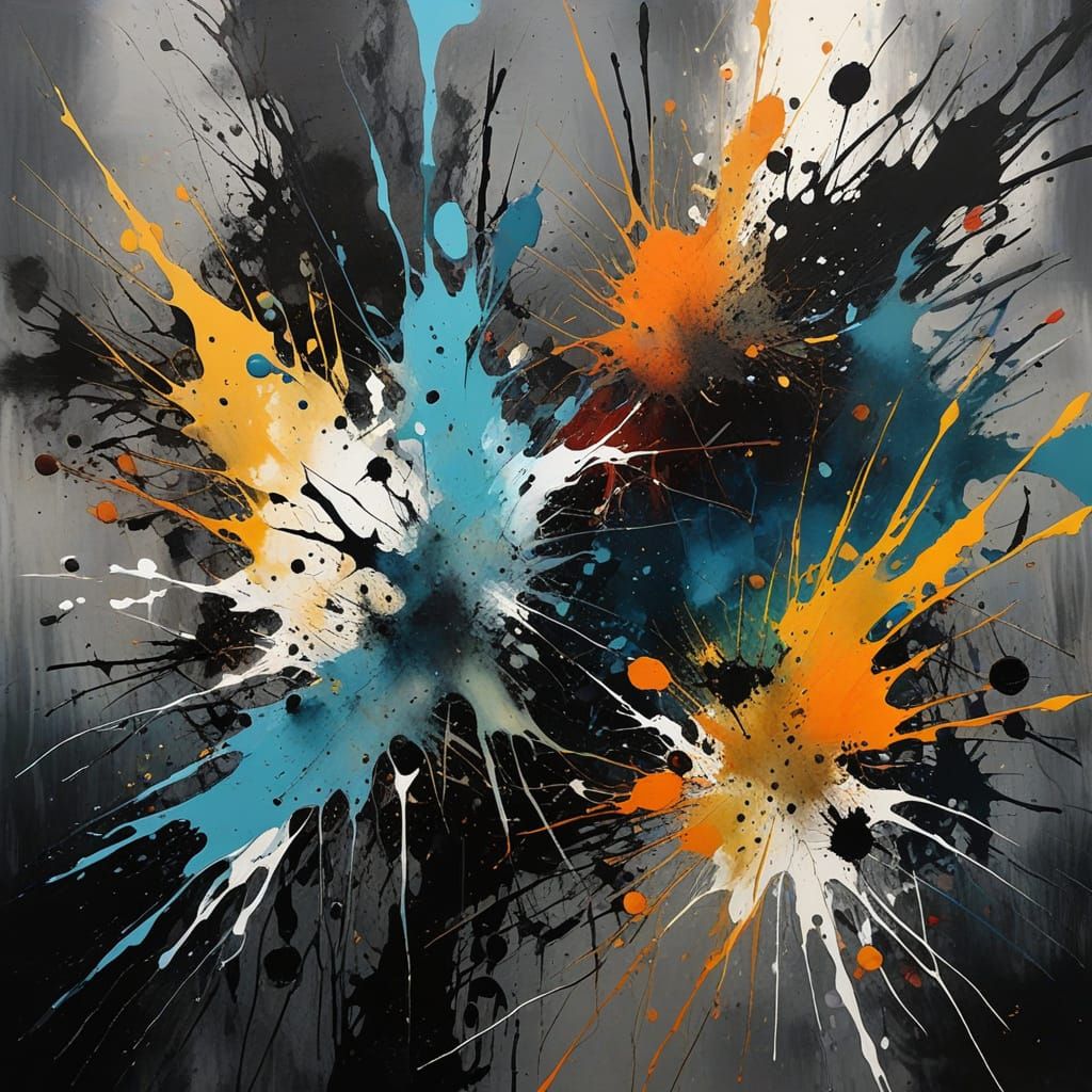 Gritty splash - Abstract Expressionist Portrait with Moody T...