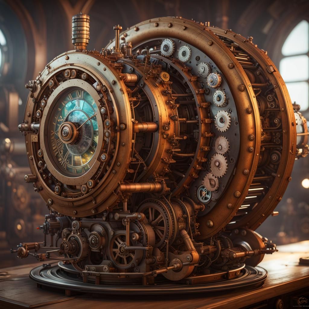 Huge steampunk time-machine - AI Generated Artwork - NightCafe Creator