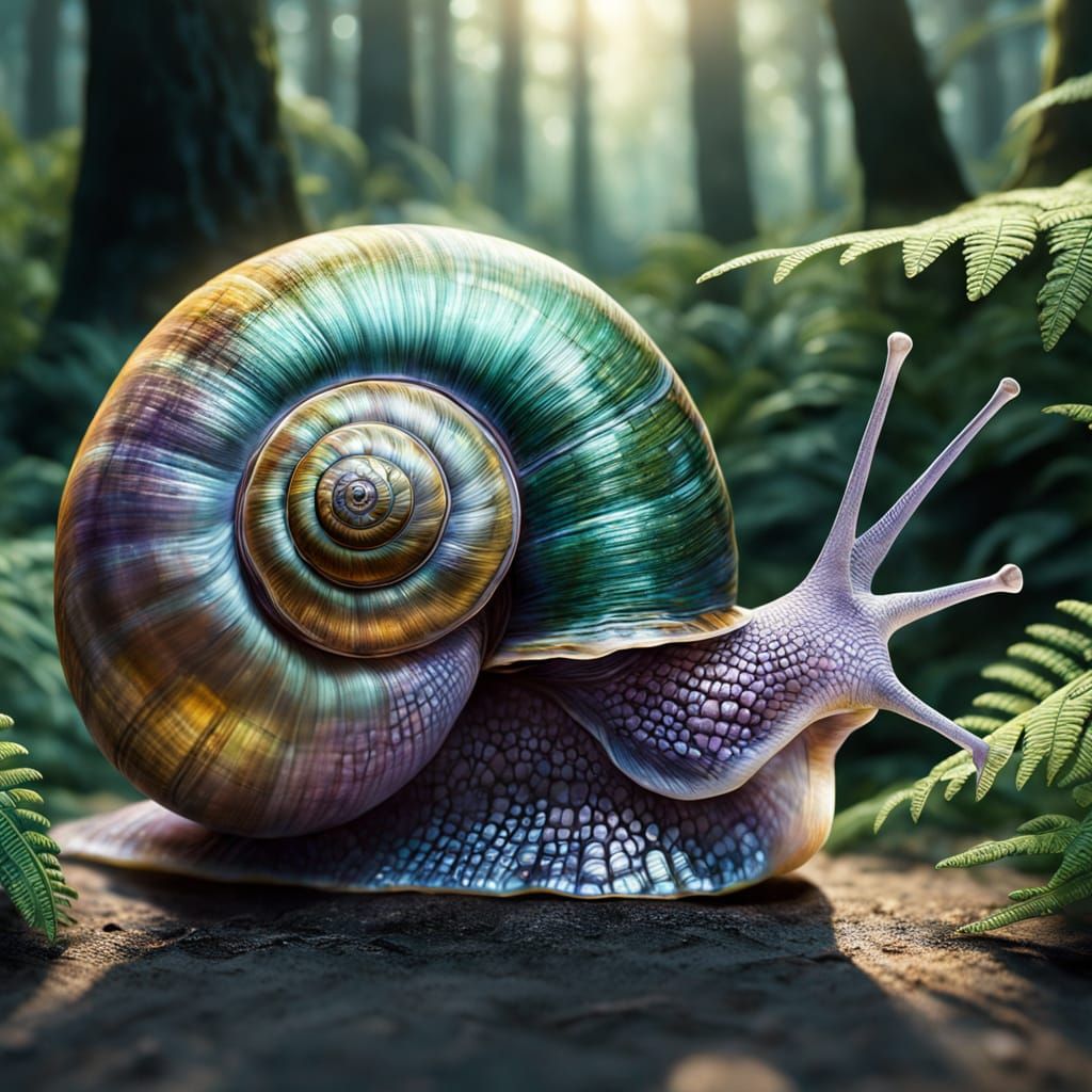 Fractals - Iridescent Lilac Snail Shell in Macro Detail