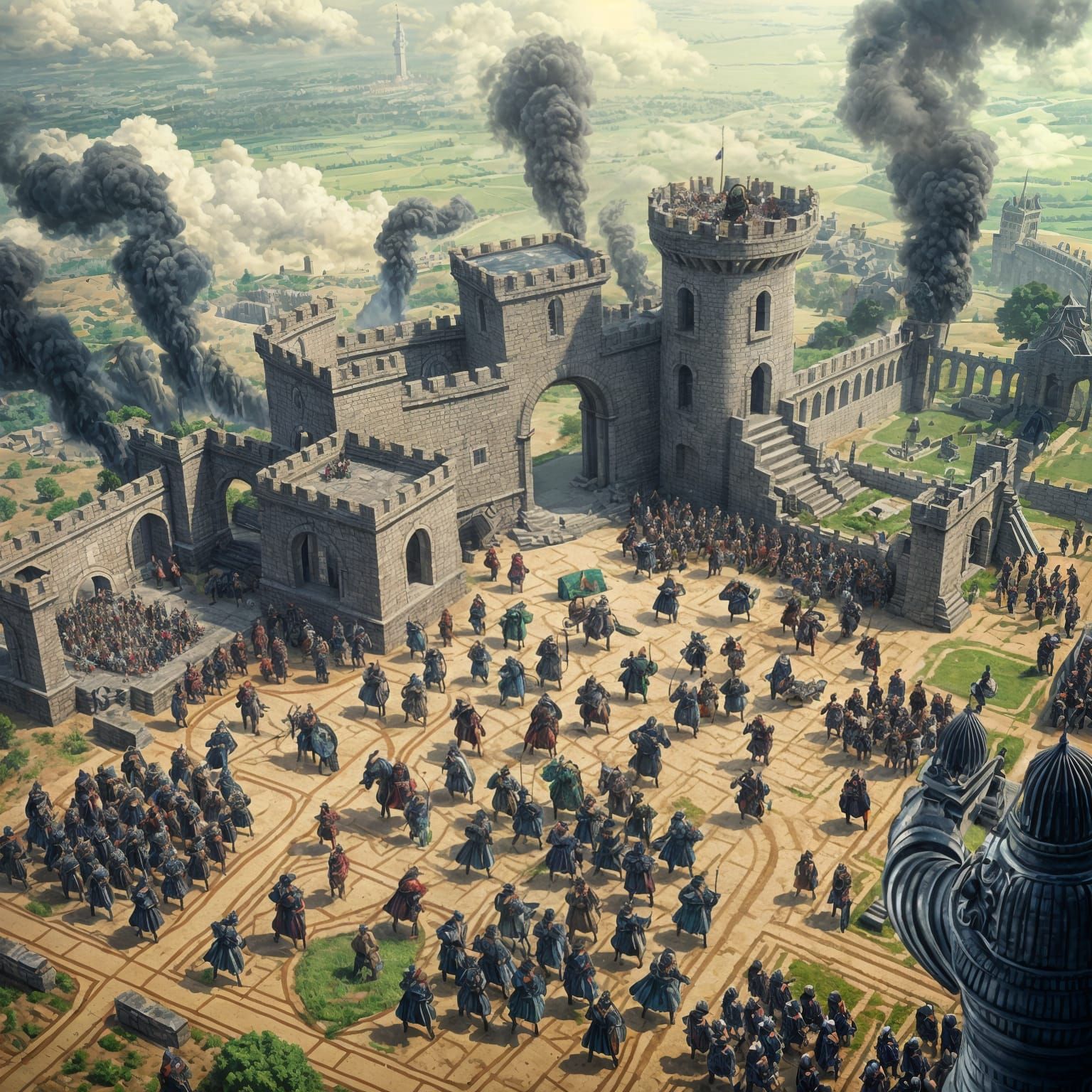 Isometric medieval battlefield - Medieval Battle Scene in Is...