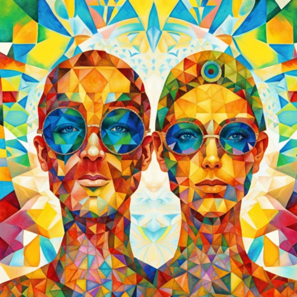 Groovy psychedelic Hippie man and woman peace sign ganja cinematic ...