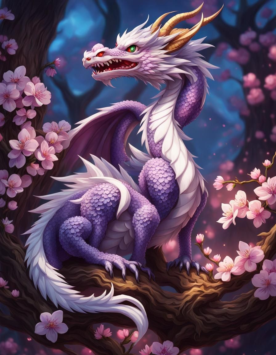 Violet Blossom Dragon - AI Generated Artwork - NightCafe Creator