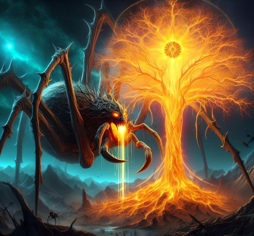 Ungoliant - Drains Laurelin the Gold Tree - AI Generated Artwork ...