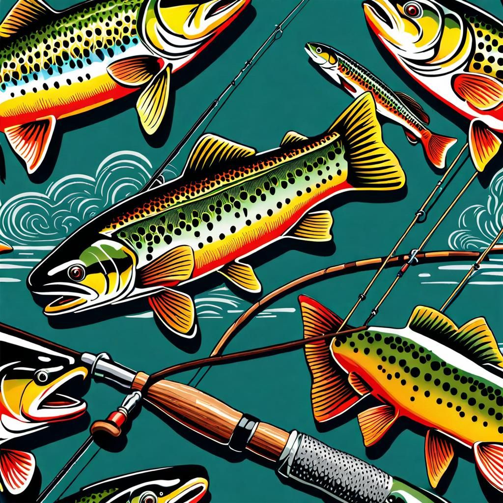 Trout Fishing Graphic - AI Generated Artwork - NightCafe Creator