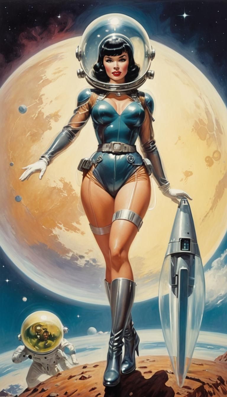 Retro science fiction pinup - AI Generated Artwork - NightCafe Creator