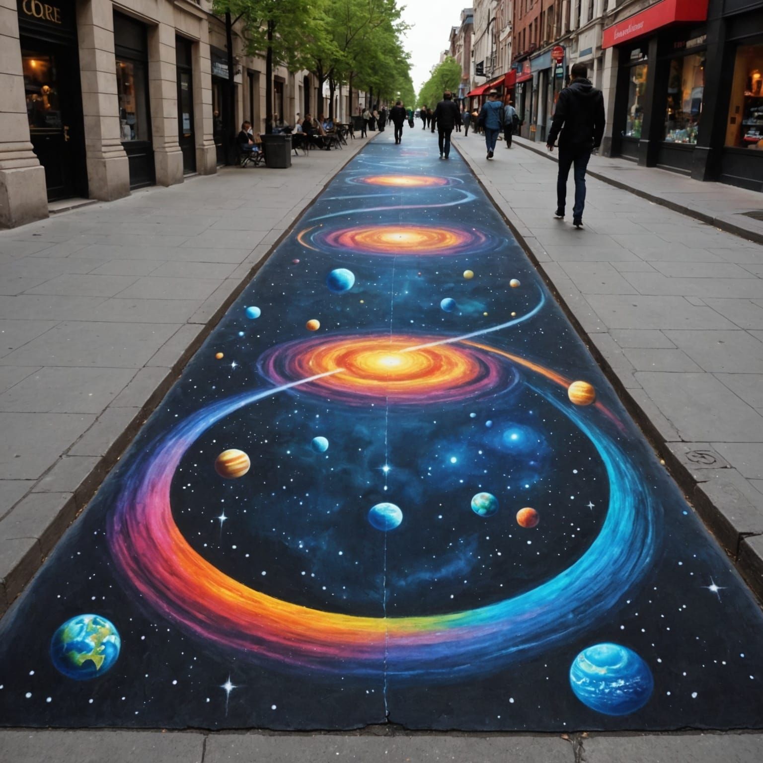 Street Chalk Art of Infinite Universe - AI Generated Artwork ...