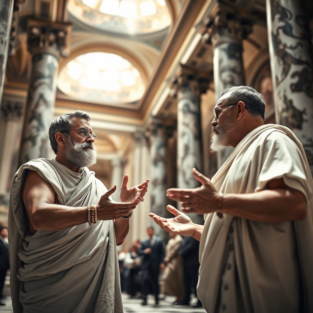 Ancient Roman Merchants in Intense Discussion, in ... - AI Art