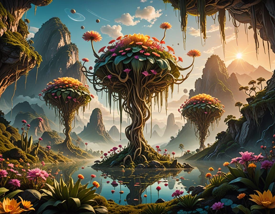 Surreal Alien World in Golden Hour with Dreamlike ... - AI Art