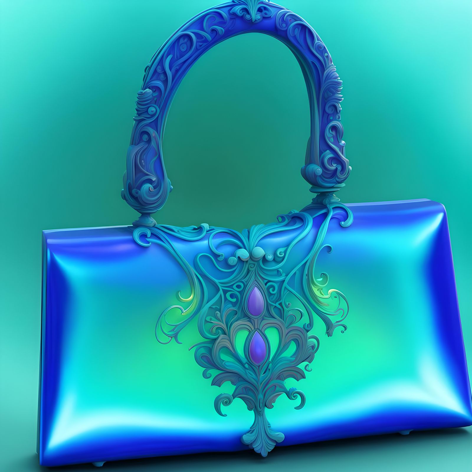 Ethereal holographic blue Multi Chromatic hand with holographic green ...