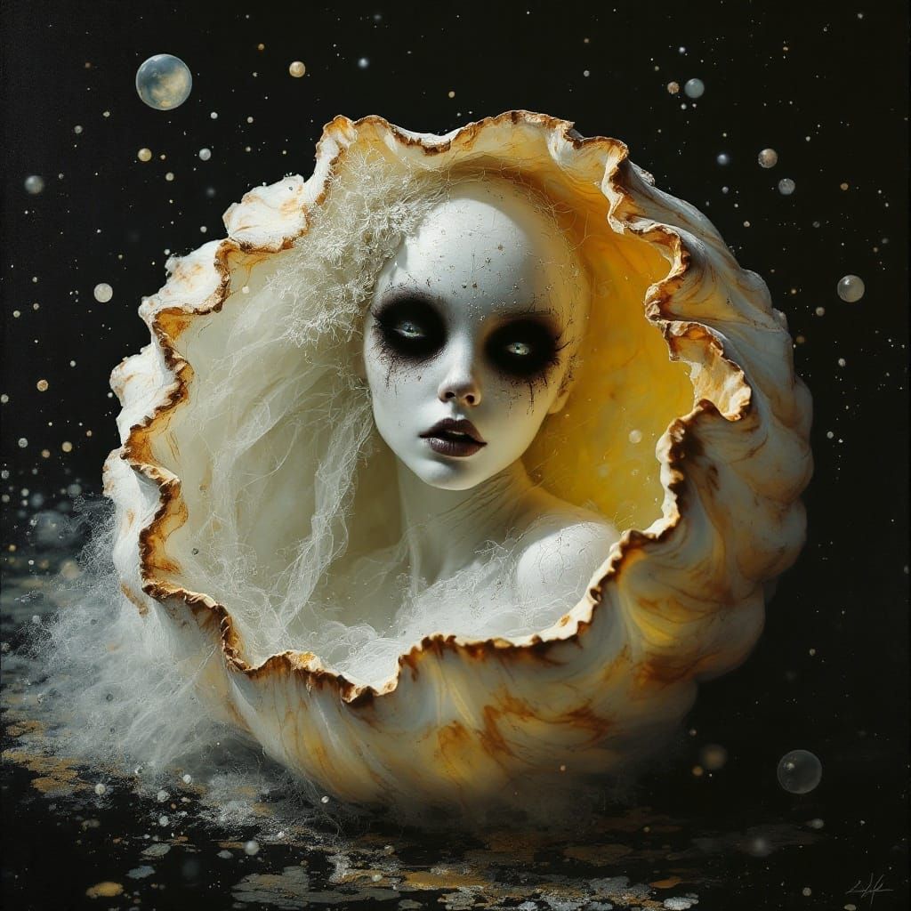 palewhite Banshee in a shell"octane-rendering by Tim Burton , marc ...