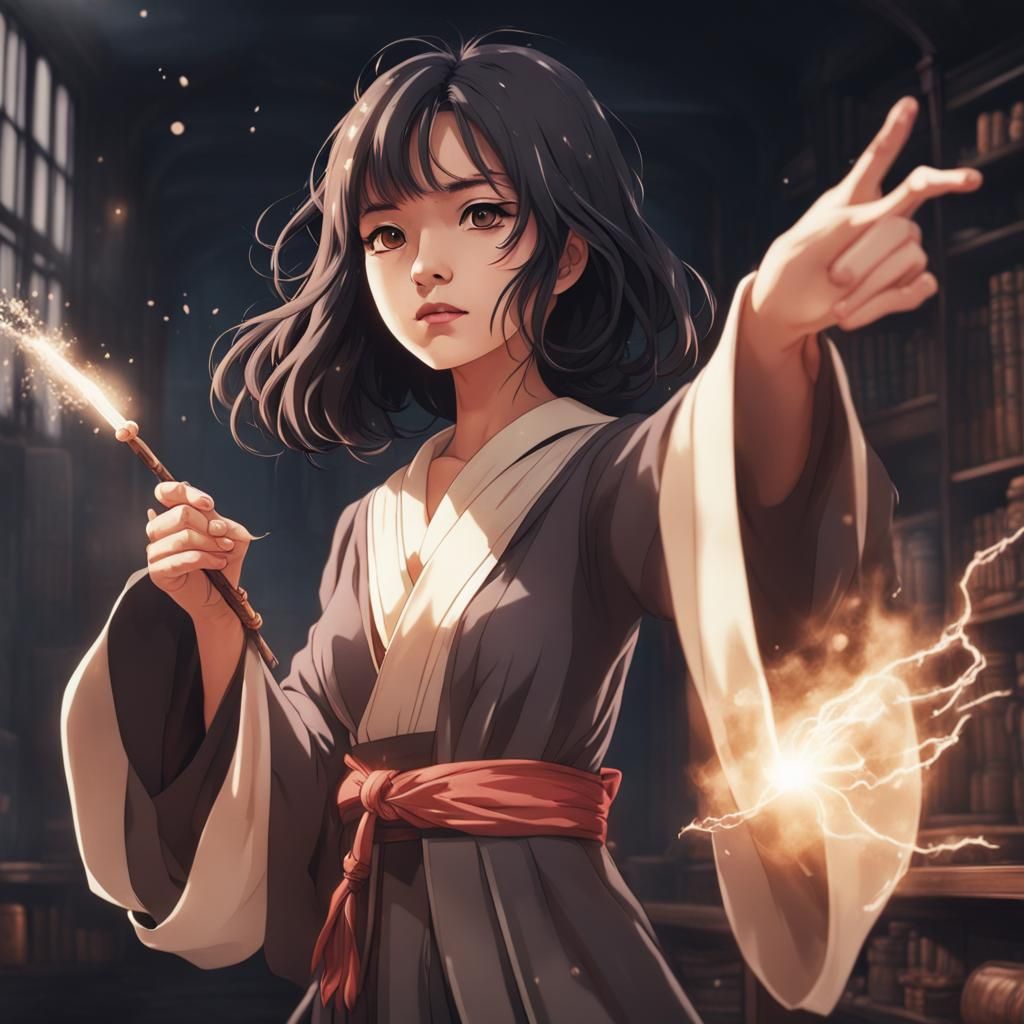 japanese spell-caster & HP aesthetics - AI Generated Artwork - NightCafe Creator
