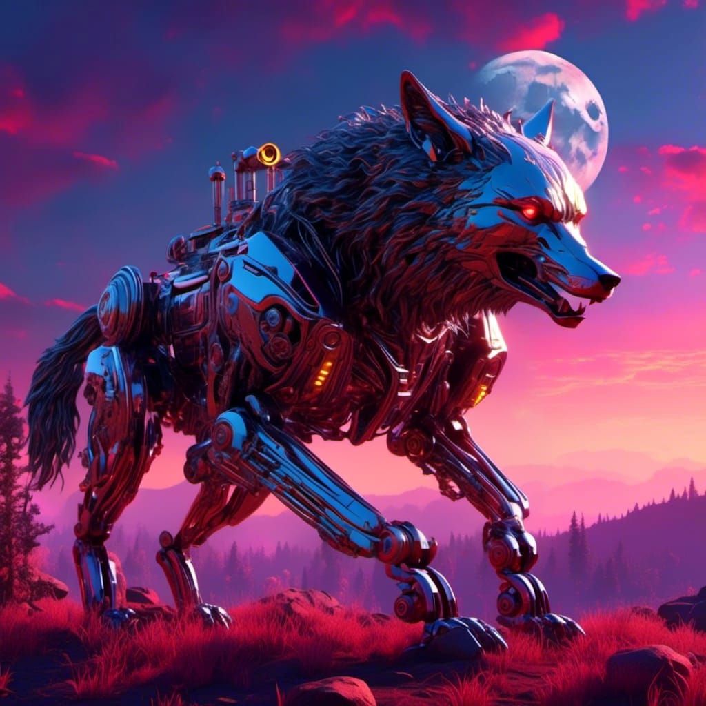Mecha Wolf - AI Generated Artwork - NightCafe Creator