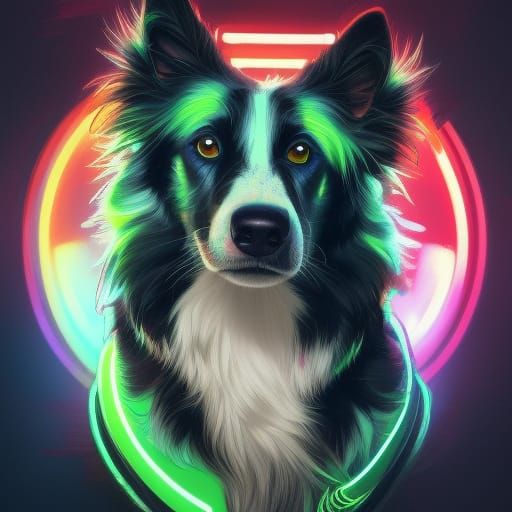 Neon Border Collie - AI Generated Artwork - NightCafe Creator