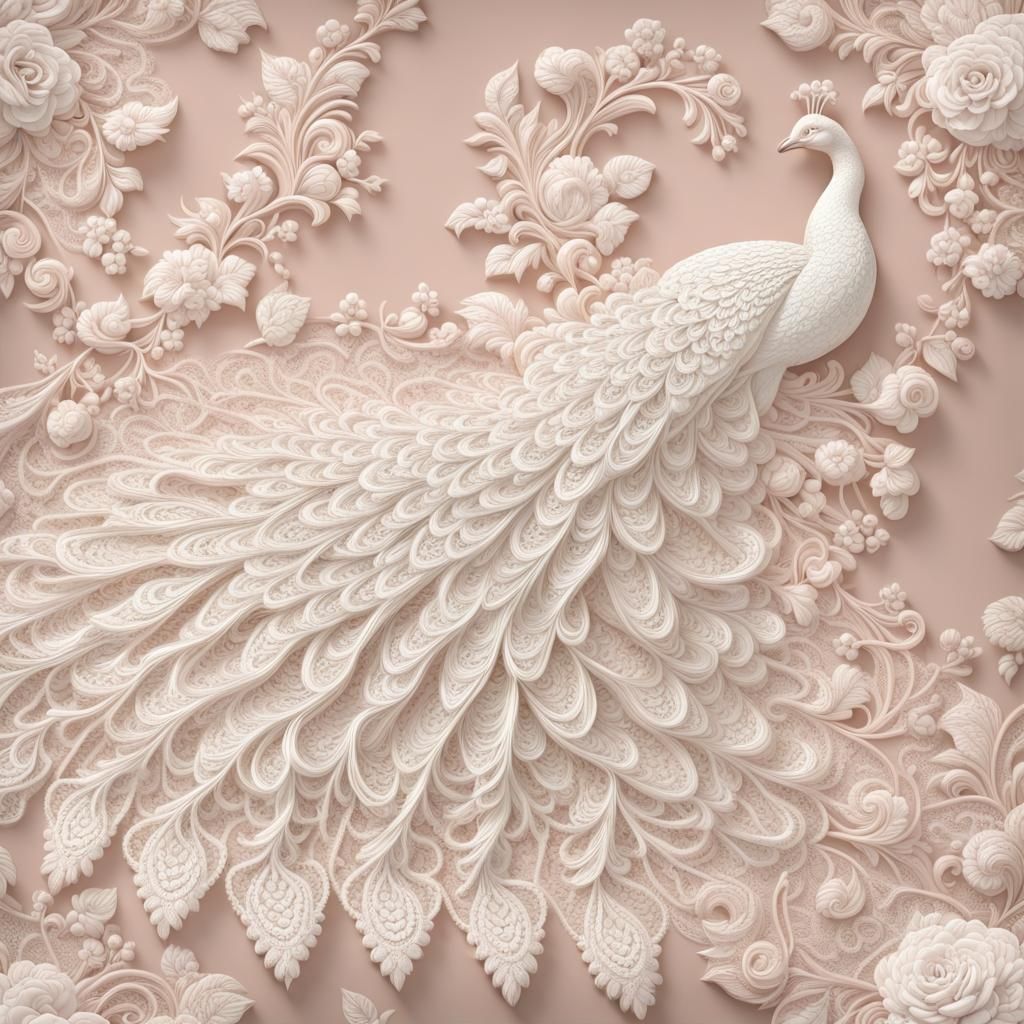 Peaceful white rose peacock - AI Generated Artwork - NightCafe Creator