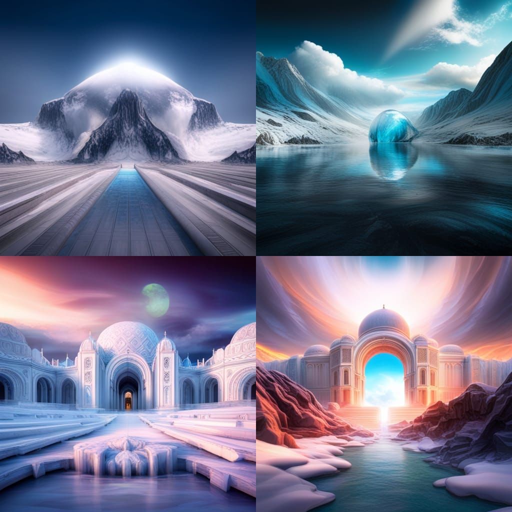 celestial ice blue heaven with marble white dome - AI Generated Artwork ...