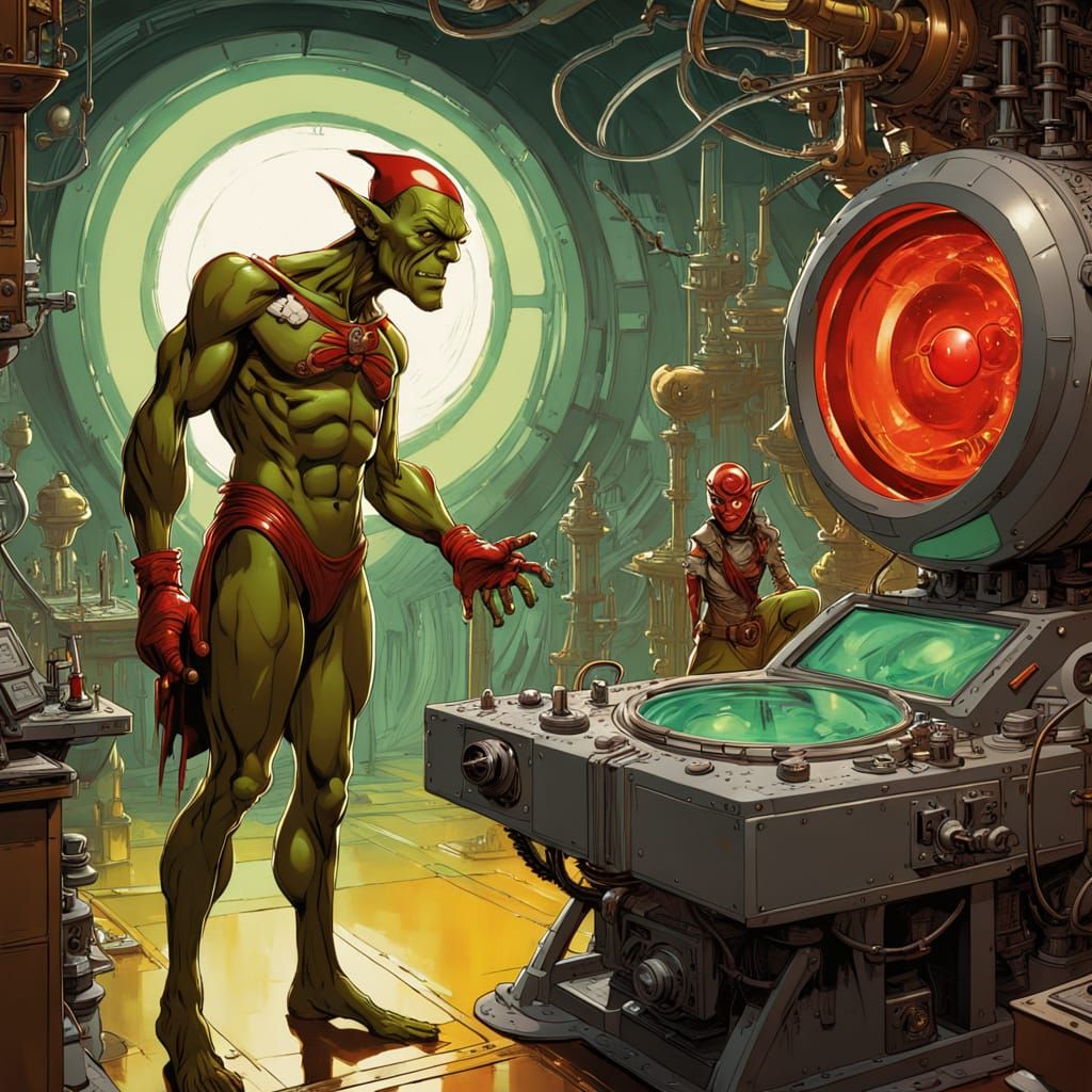 In a lab - Retro Sci-Fi Goblin in a Mad Professor's Lab
