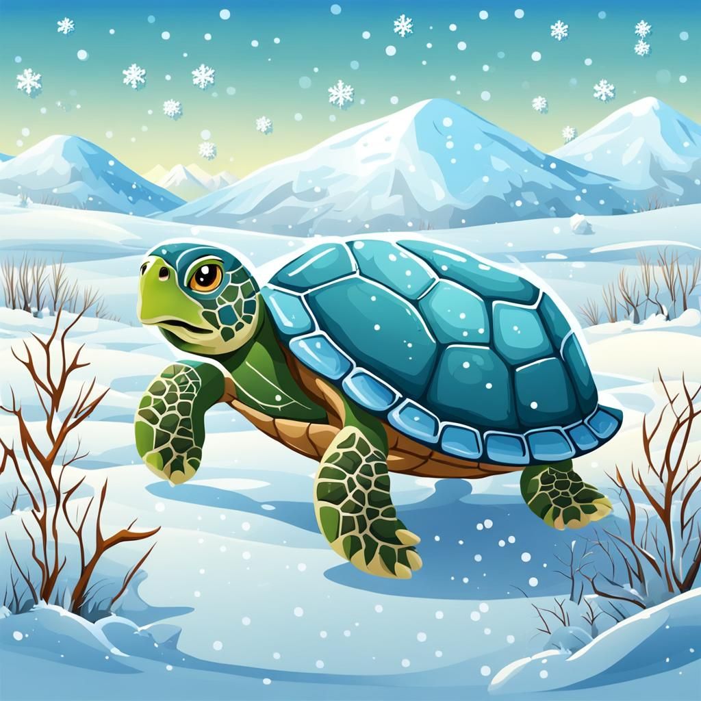 Snow Turtle of Frostshell Vale - AI Generated Artwork - NightCafe Creator