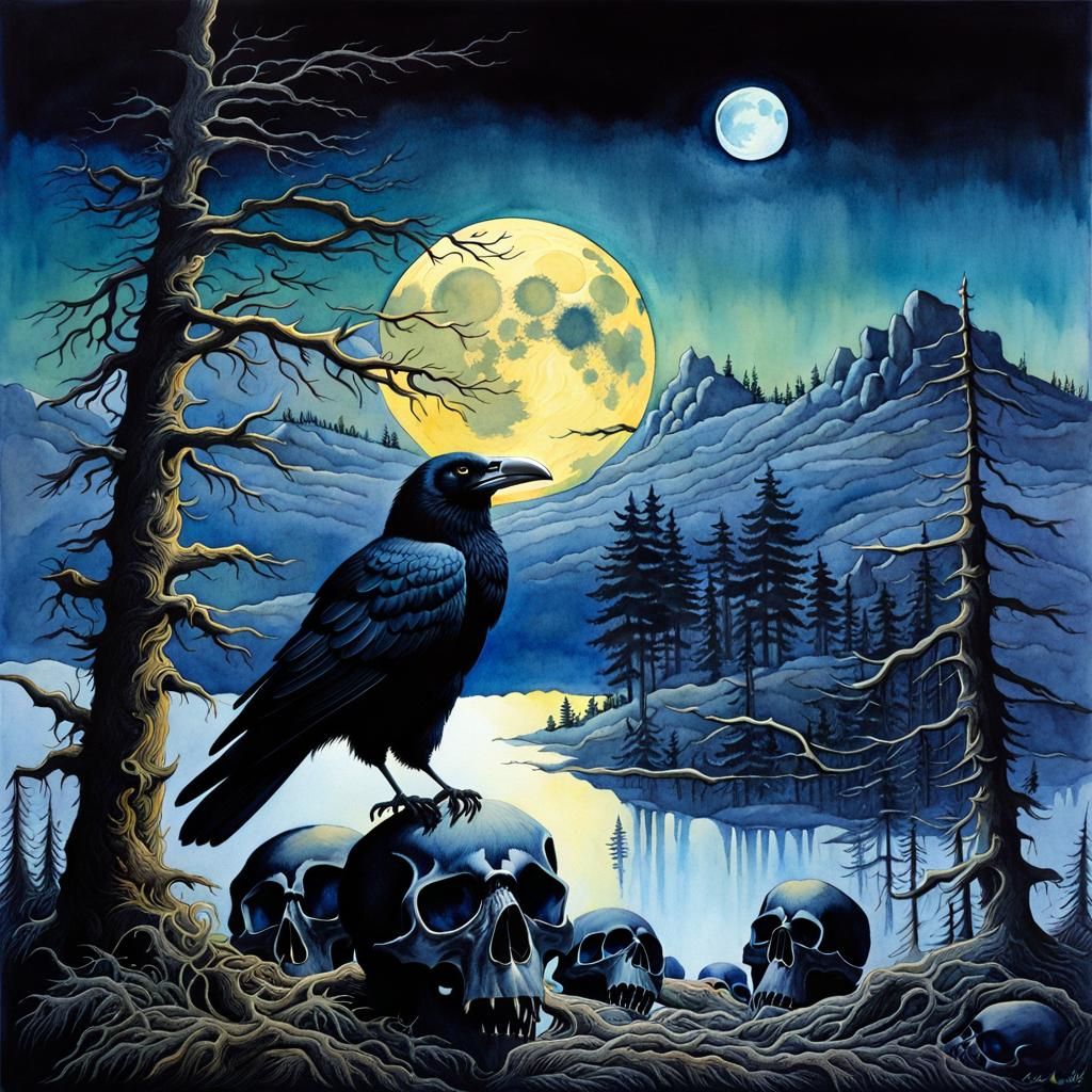 Landscape with Raven - AI Generated Artwork - NightCafe Creator