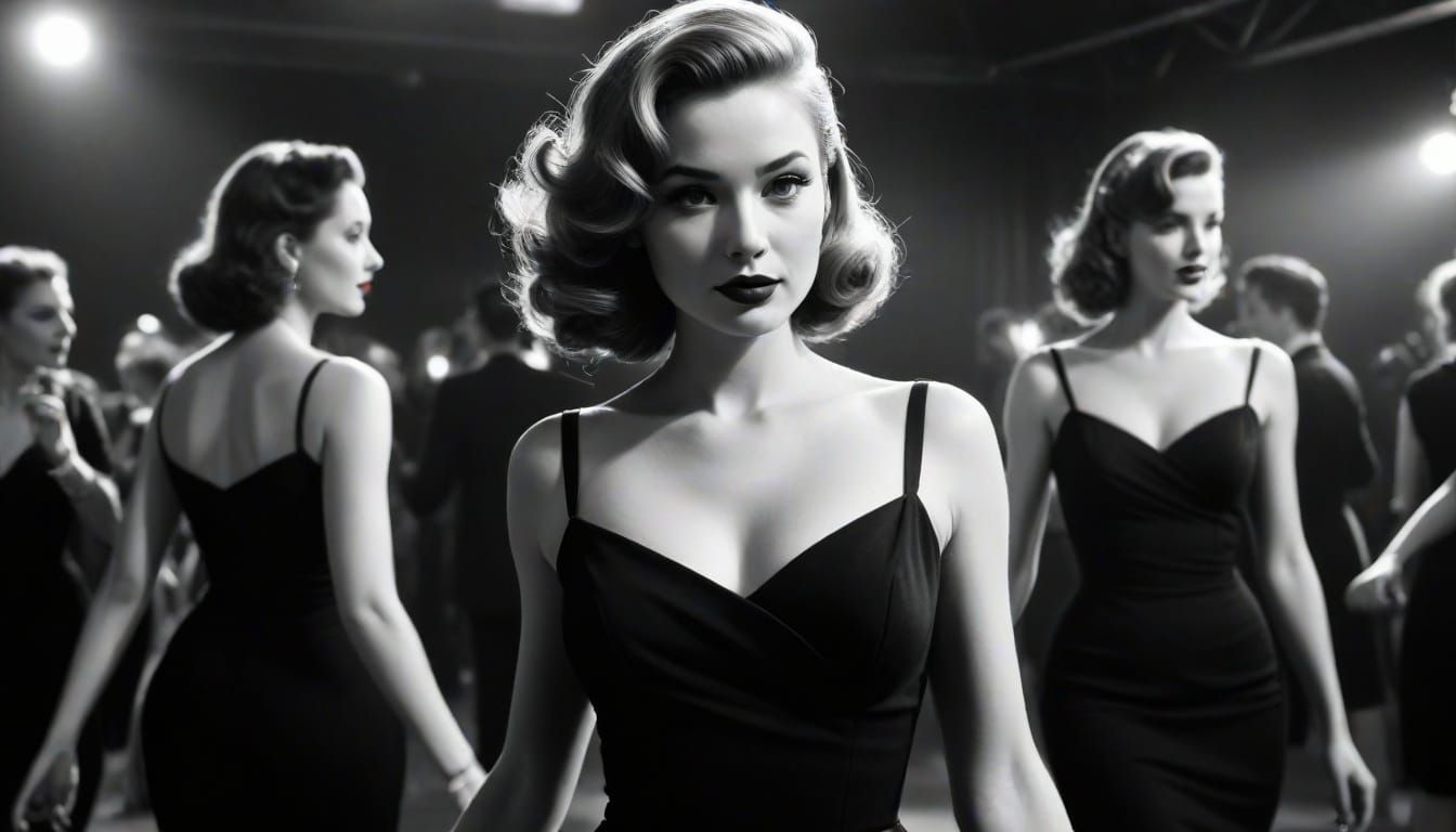 close up post modern film noir nightclub swing gir... - AI Art