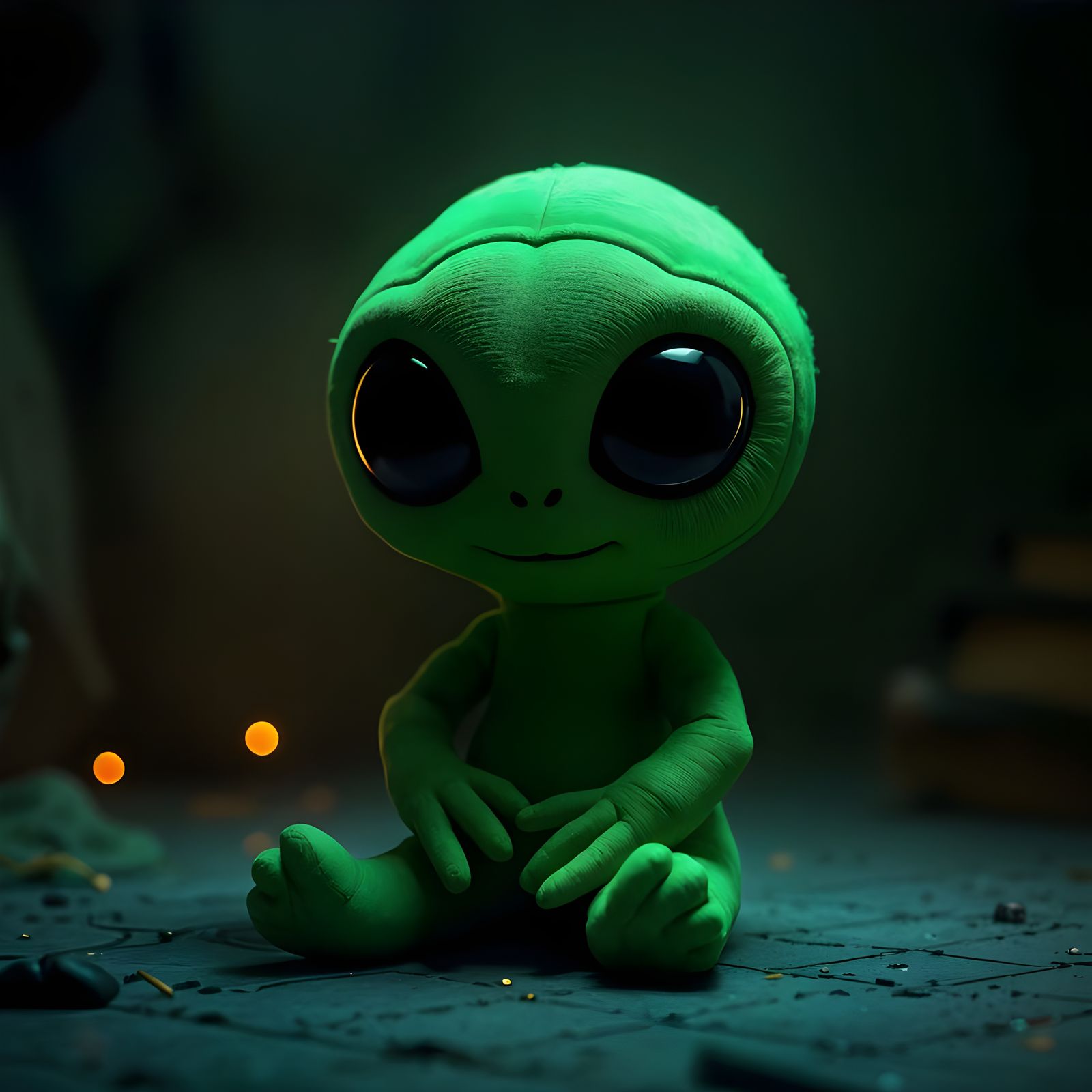 Fabric Little Green Man - Whimsical Green Alien Plushie in M...