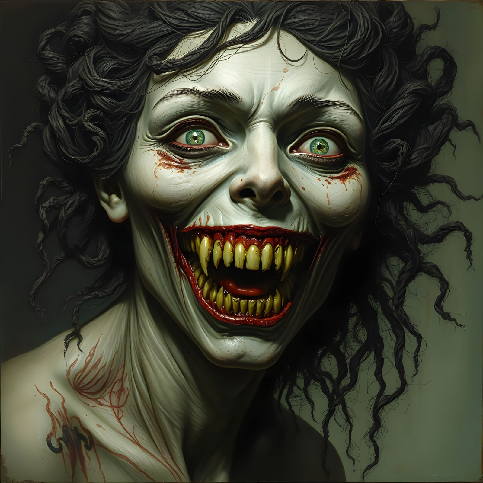 Welcome Home - Frightening Female Face with Unhuman Smile