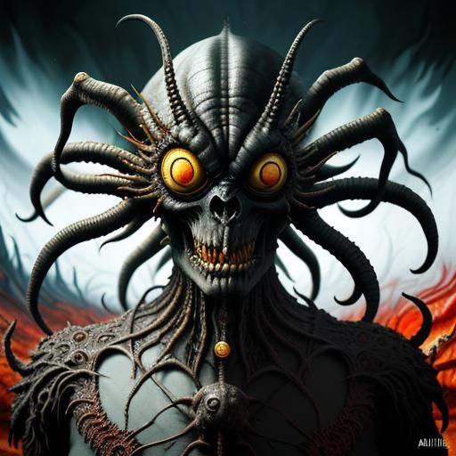 Strange many arms monster, morima style of Guillermo del Toro, by ...