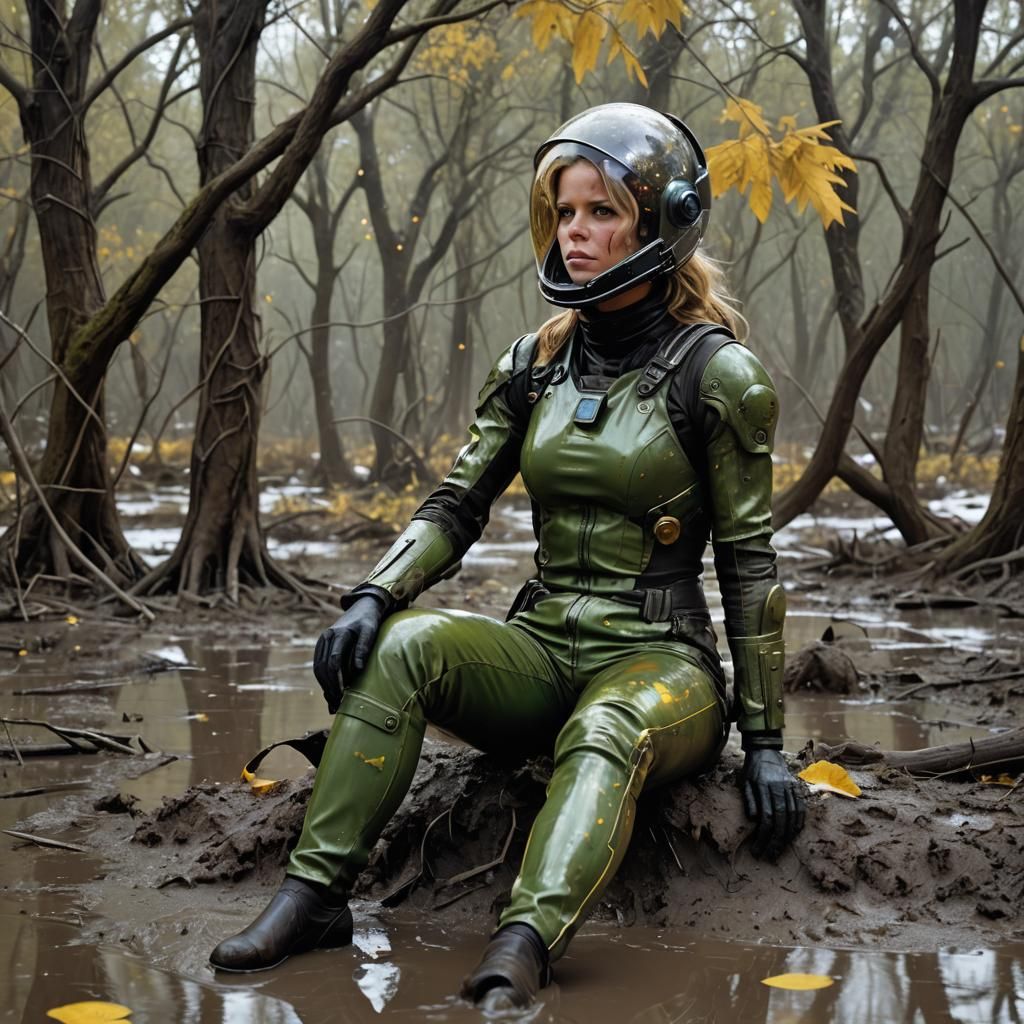 science-fiction post-apocalyptic mode, hyper realistic curvy blonde ...