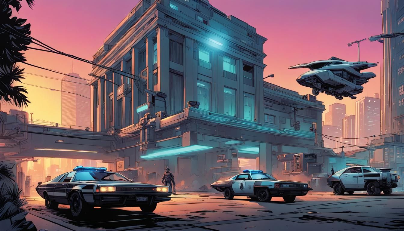 Cyberpunk Police Station in San Francisco - AI Generated Artwork ...