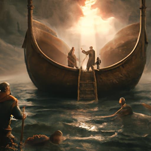 Jonah in the boat Bible stories - AI Generated Artwork - NightCafe Creator