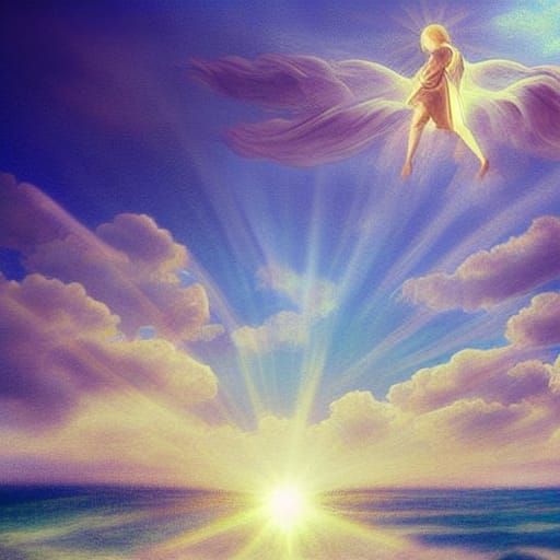 angel looking into the sun - AI Generated Artwork - NightCafe Creator