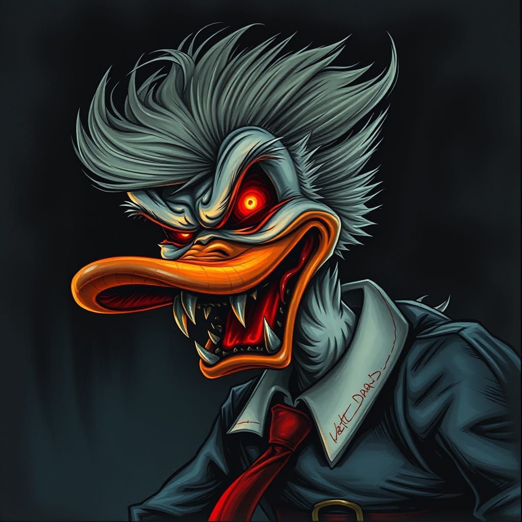 Evil Donald Duck Unleashes Malevolence in Dark Fan... - AI Art