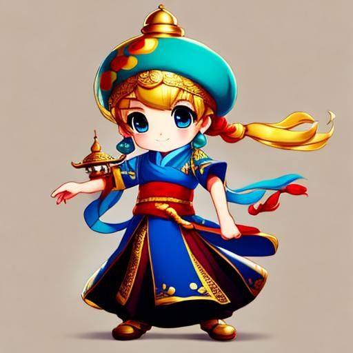 Genie, Chibi, concept art, - AI Generated Artwork - NightCafe Creator
