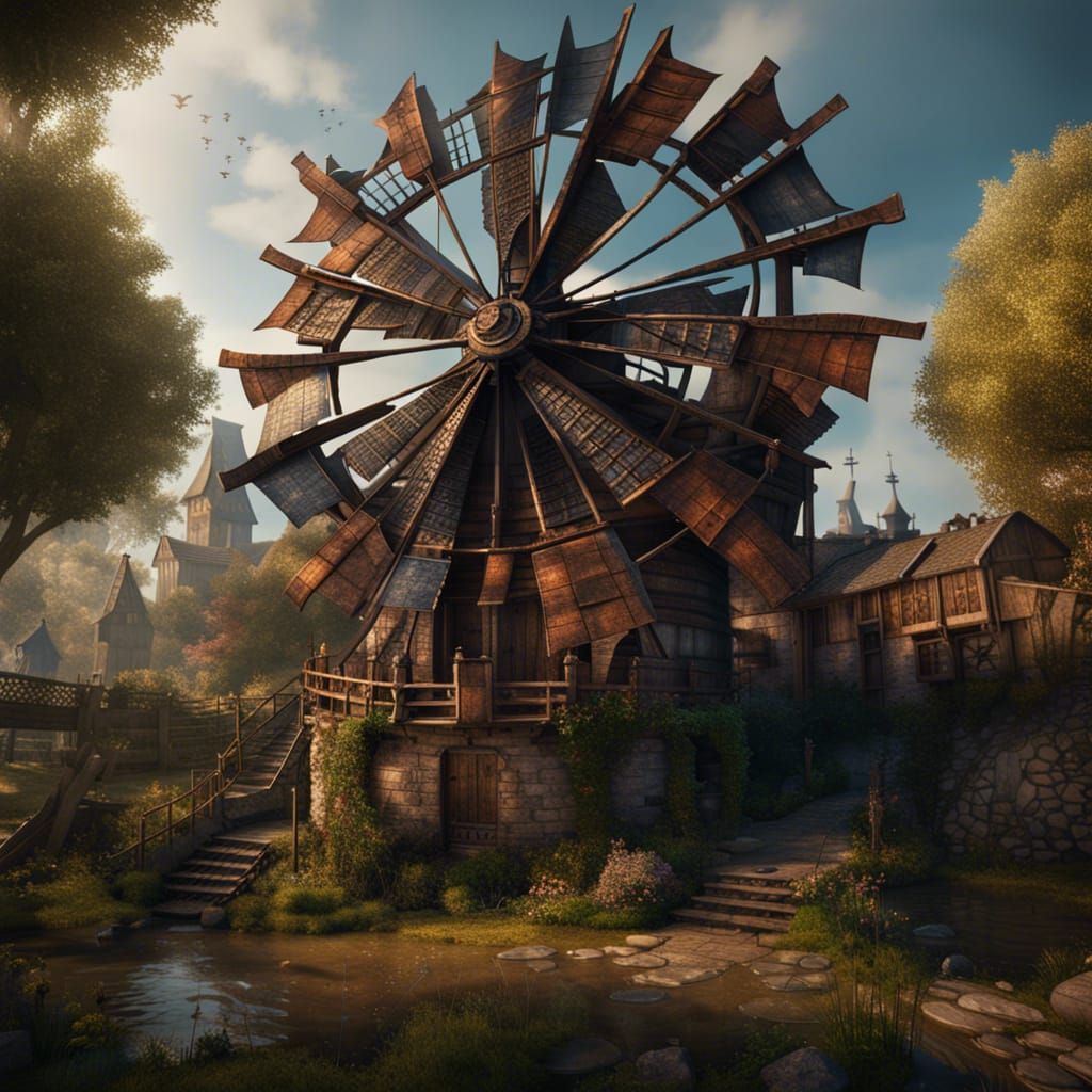 Medival Windmill - AI Generated Artwork - NightCafe Creator