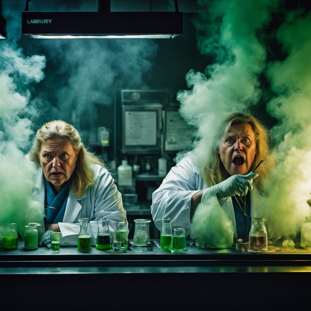 scary lab - Surreal Laboratory Scene with Mysterious Scienti...